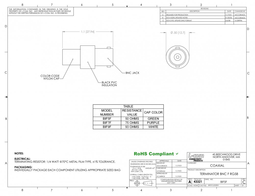 L-com BIF7F technical document preview