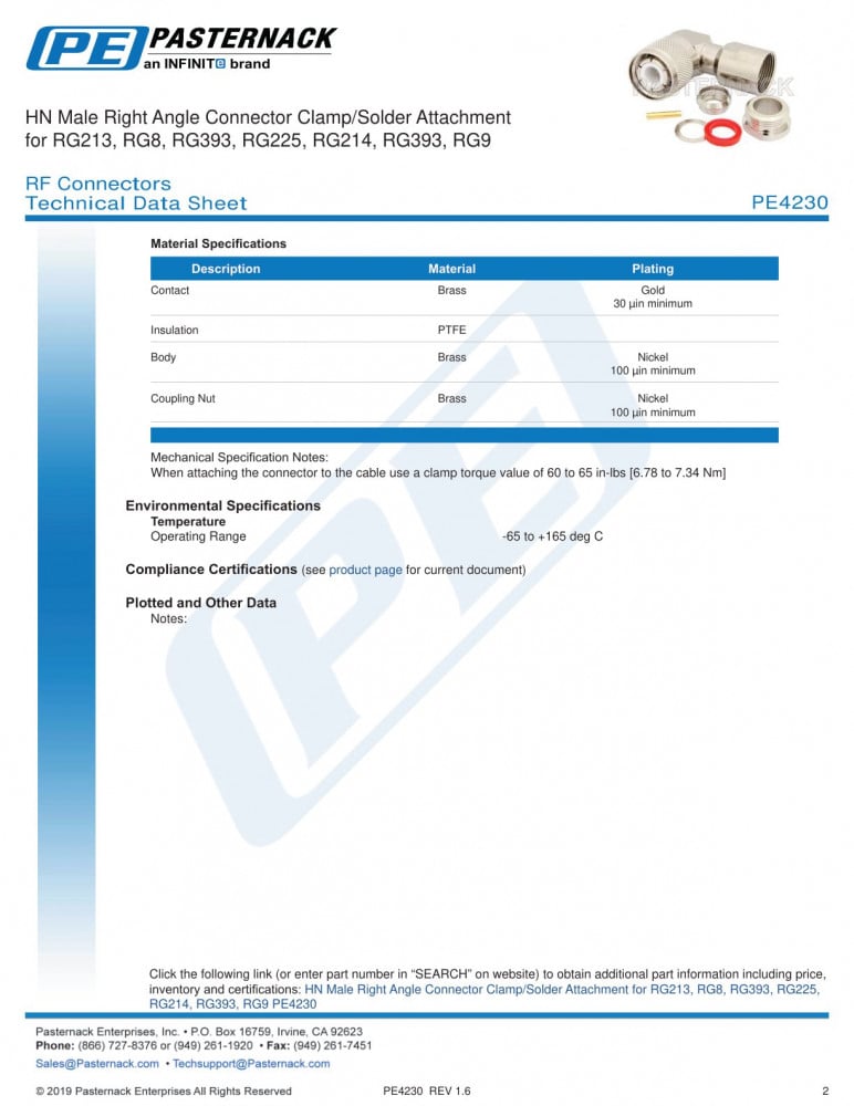 PE4230 technical datasheet page 2