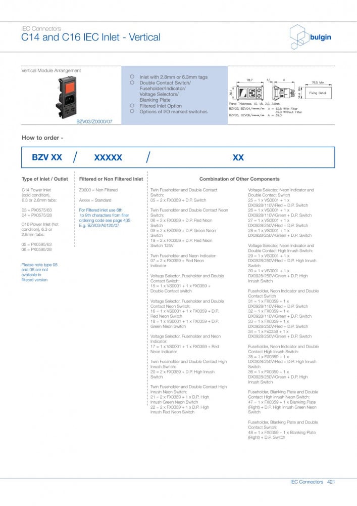Bulgin power-entry documentation page 6