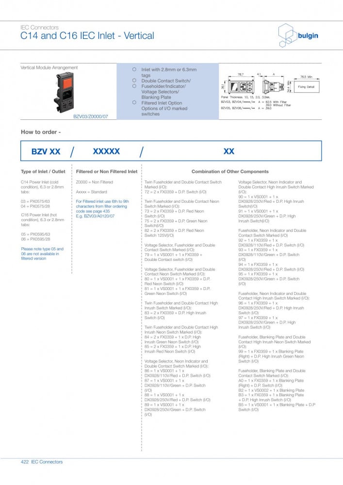 Bulgin power-entry documentation page 7