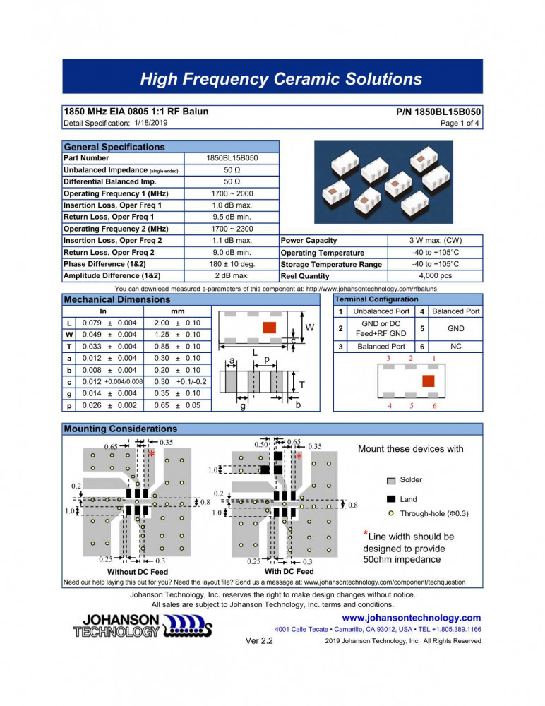1850BL15B050 datasheet page 1