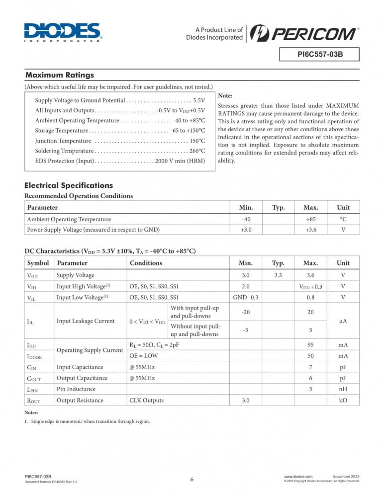 PI6C557-03BQEX datasheet page 6