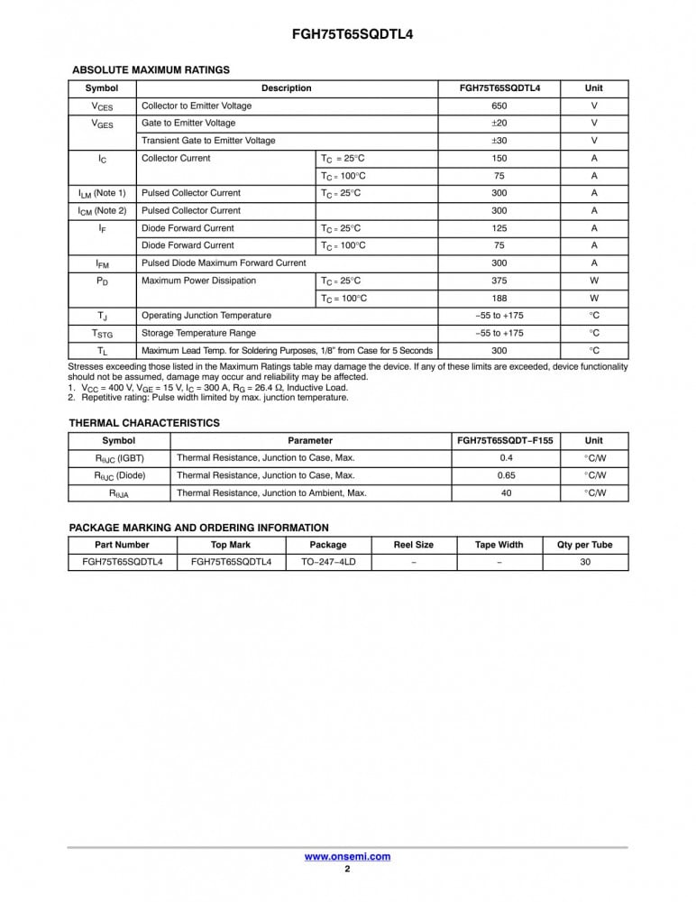 FGH75T65SQDTL4 datasheet page 2