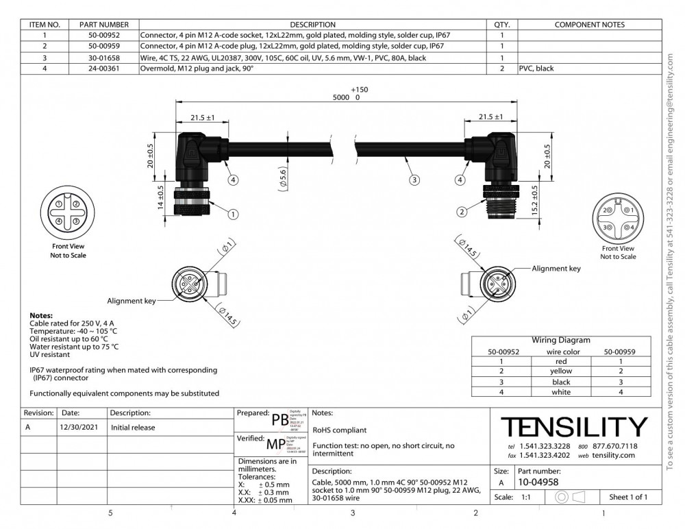 10-04958 cable assembly technical drawing