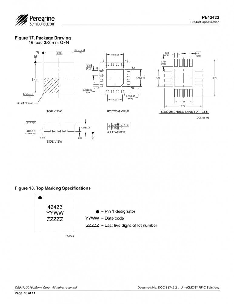 PE42423B datasheet page 10