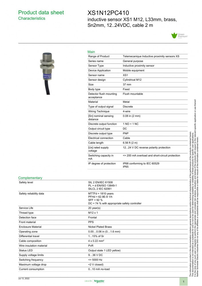 XS1N12PC410 datasheet page 1