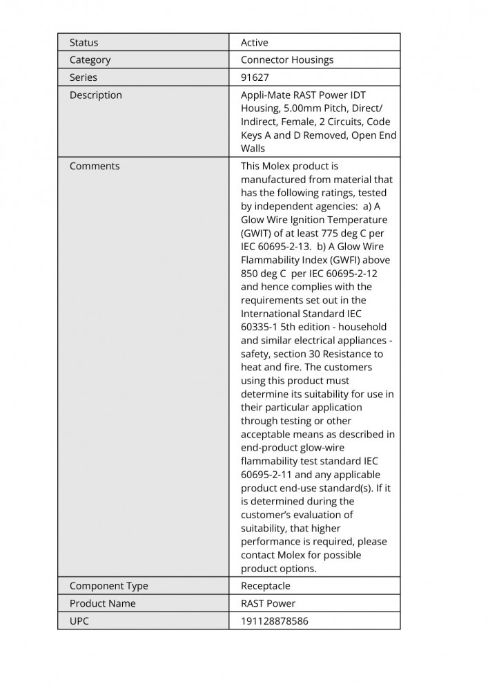 Technical document page image 2 for MOLEX 916270029