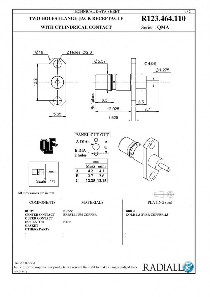 Radiall R123464110 technical document page 1