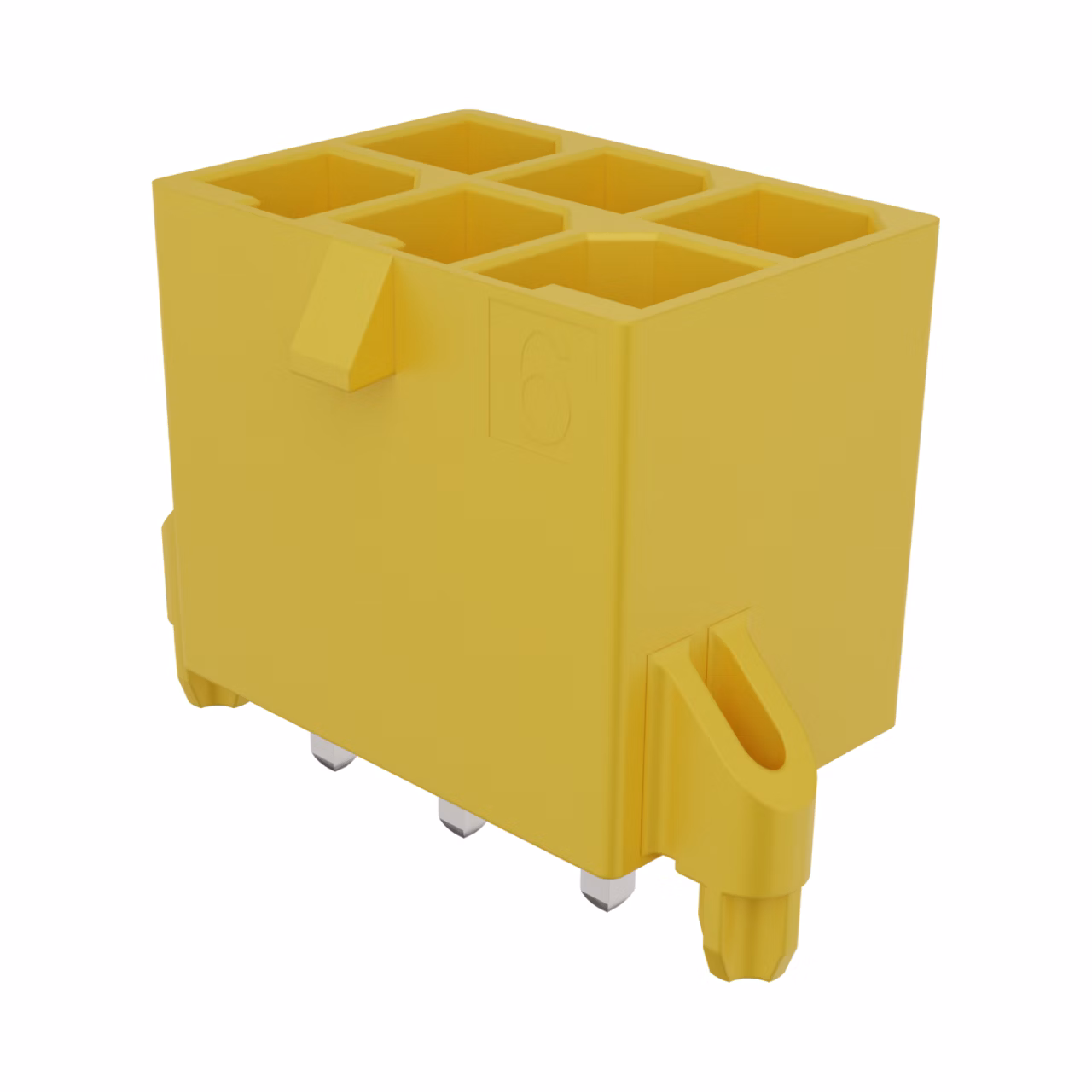 Mega-Fit ColorLock Vertical Header with Crush Pegs, 5.70mm Pitch, Through Hole, Dual Row, 6 Circuits, Matte Tin (Sn) Plating, 3.73mm Tail Length, Glow-Wire Capable, Tray, Yellow for sale
