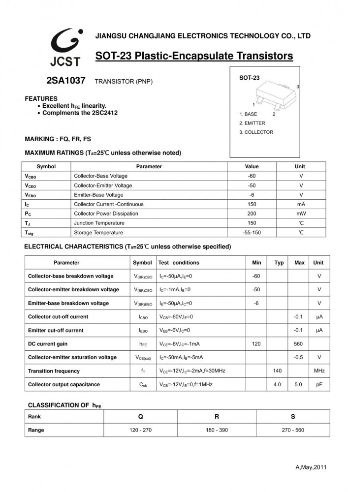 2SA1037 datasheet page 1