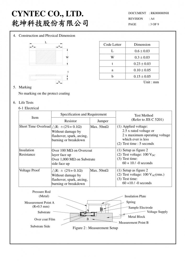 PFR03S specification page 3