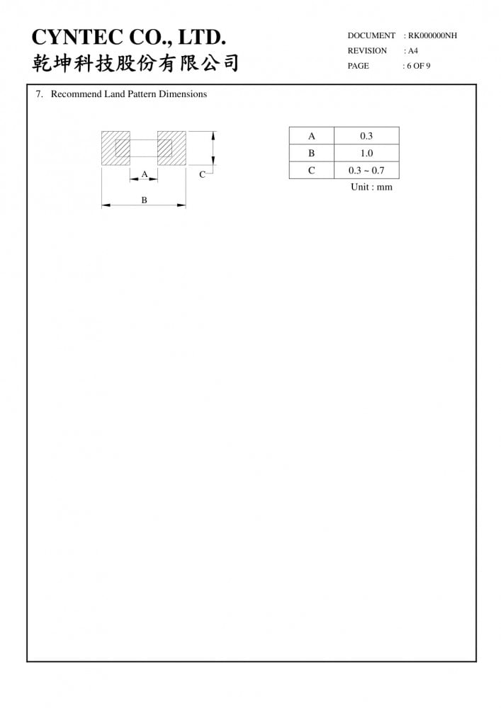 PFR03S specification page 6