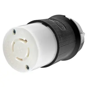 Locking Devices, Twist-Lock®, Industrial, Flanged Receptacle, 30A 3-Phase Wye 347/600V AC, 4-Pole 5-Wire Grounding, L23-30R, Screw Terminal, White