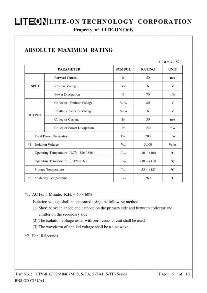 LTV-826 datasheet page 9