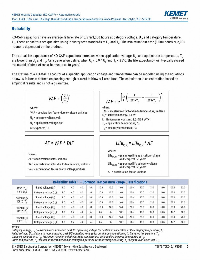 KEMET T598 technical document page 5