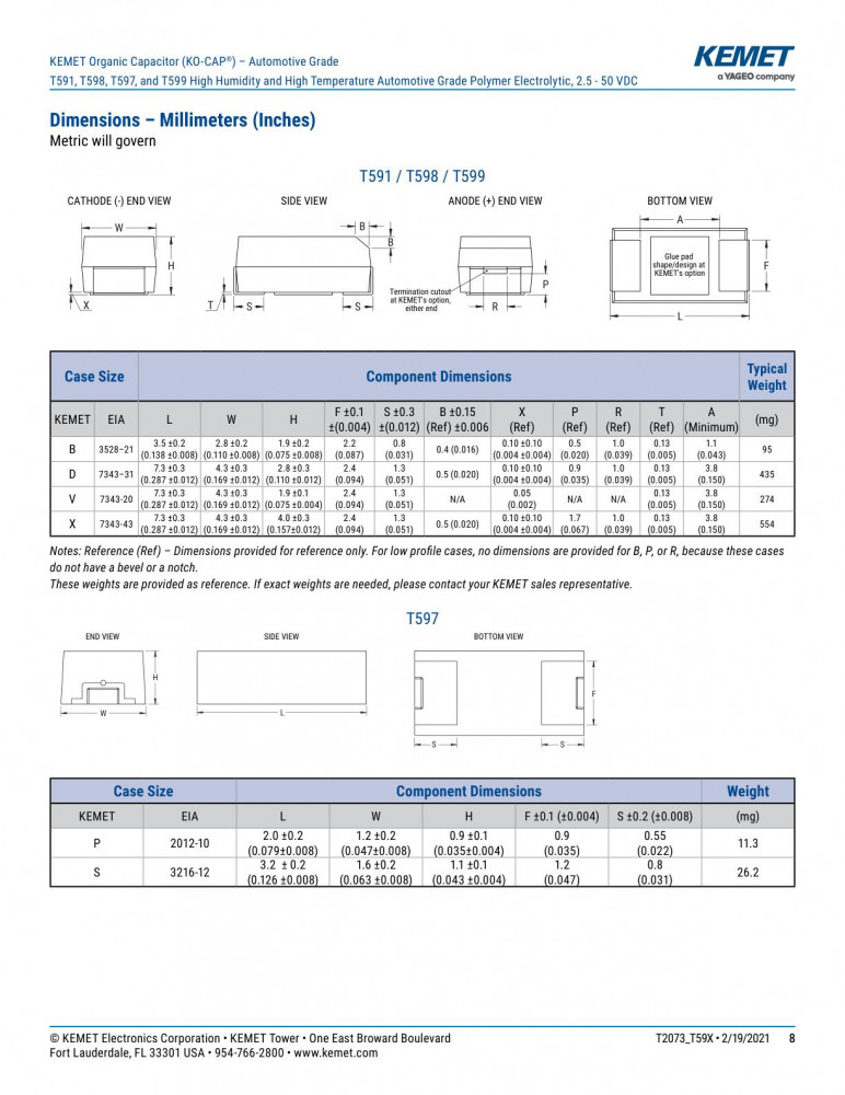 KEMET T598 technical document page 8