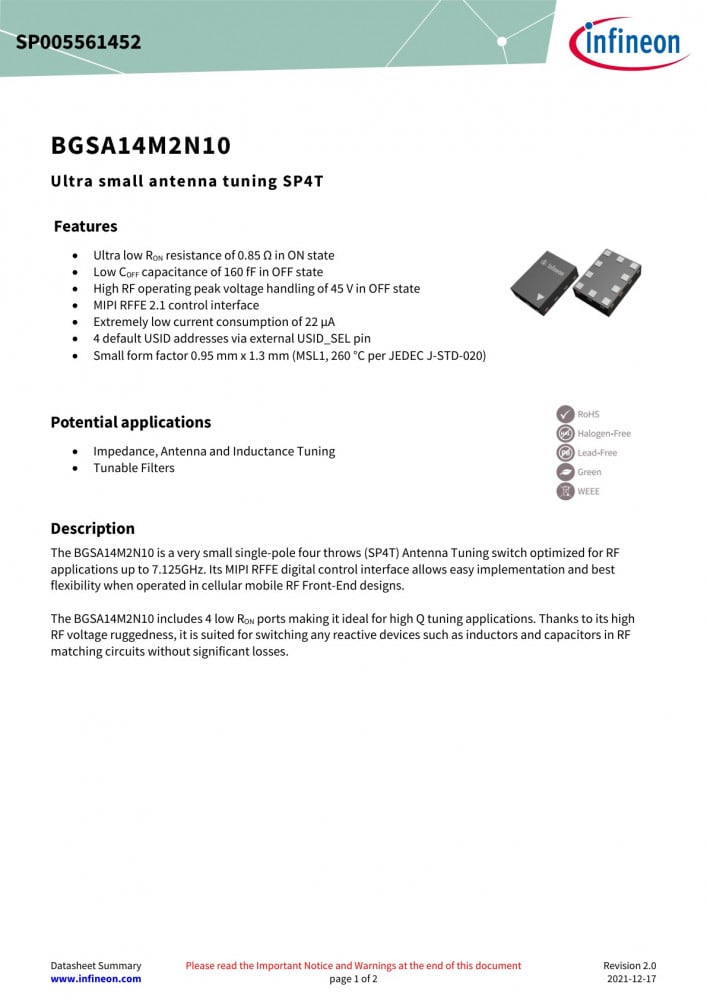 BGSA14M2N10 technical document page 1