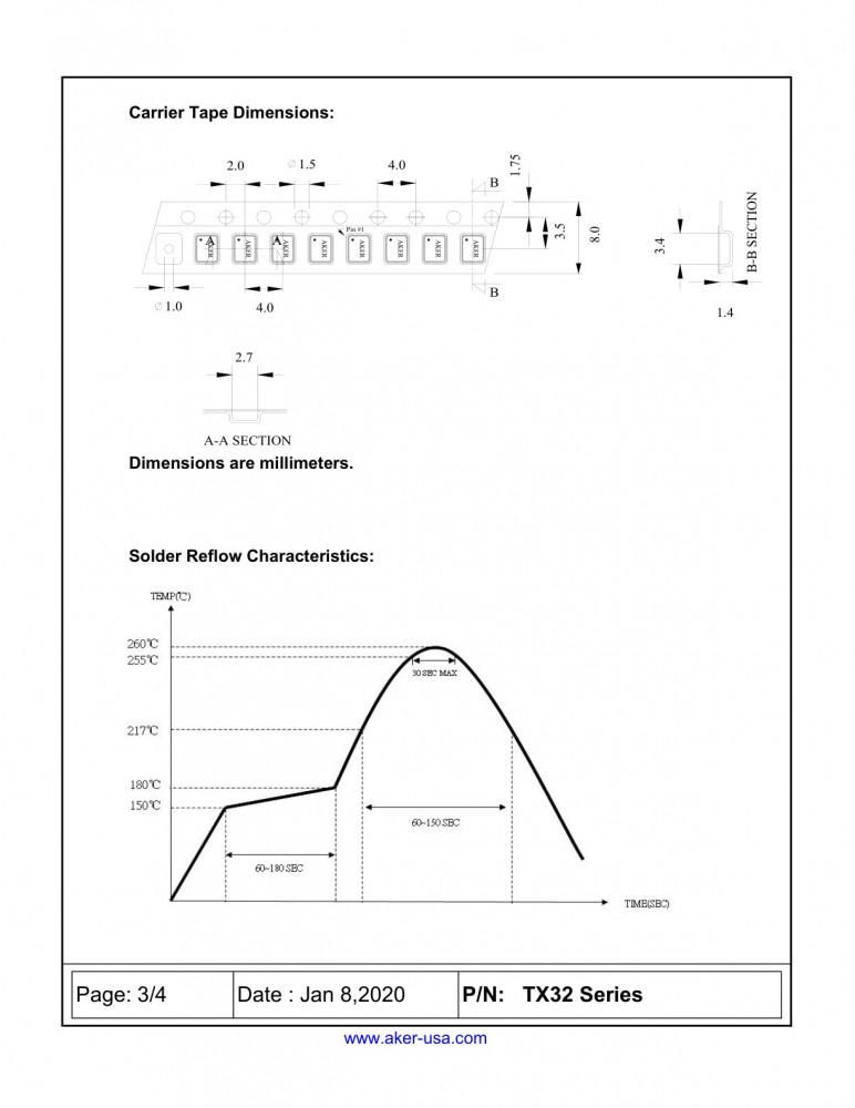 AKER TX32 Series carrier tape page 3