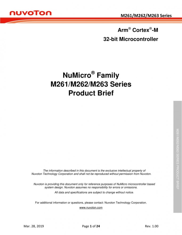 M262/M263 product brief page 1