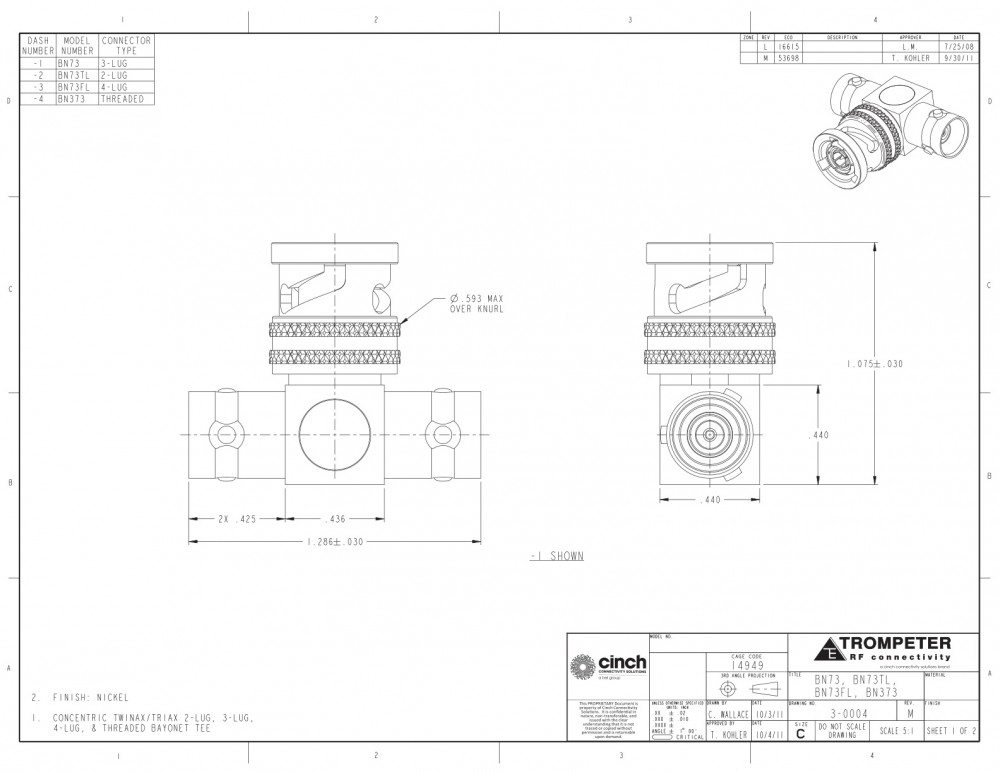 Bel Fuse BN73 technical drawing preview