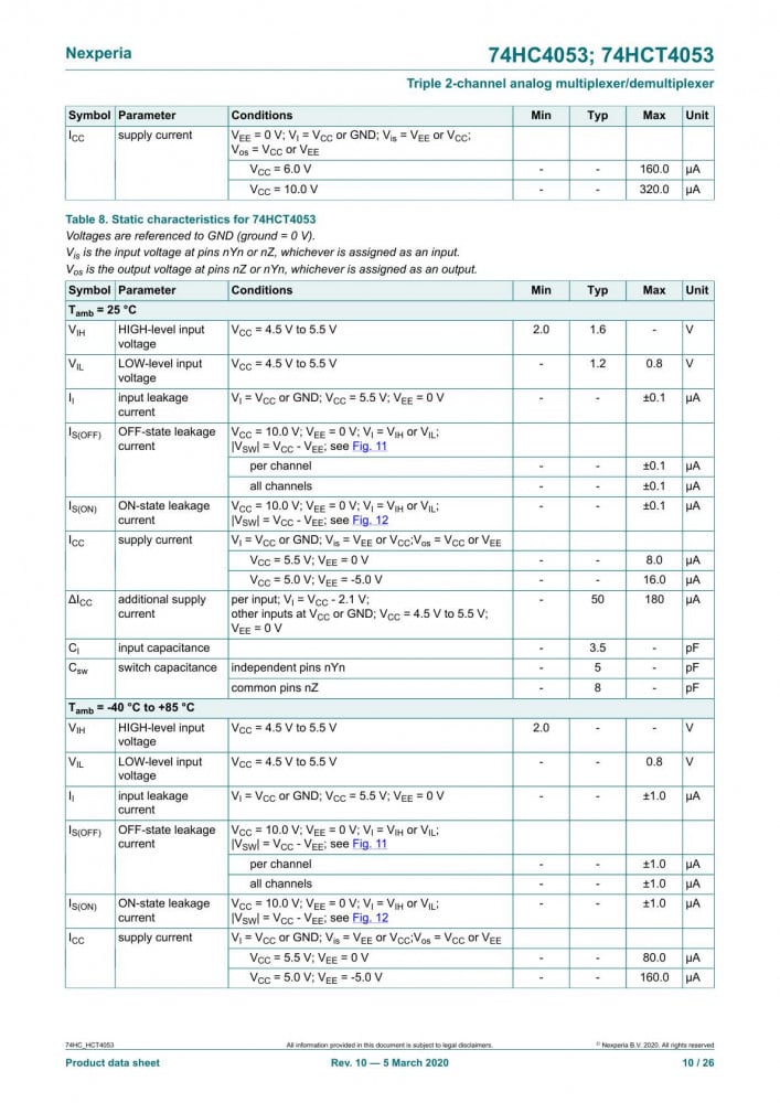 74HC4053 datasheet page 10