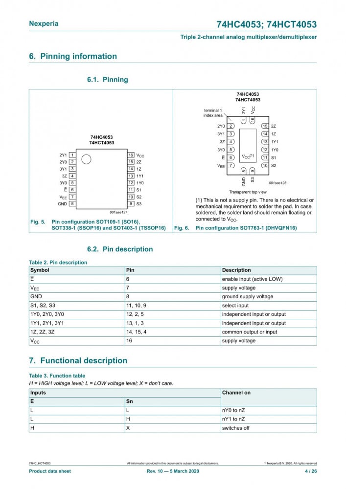 74HC4053 datasheet page 4