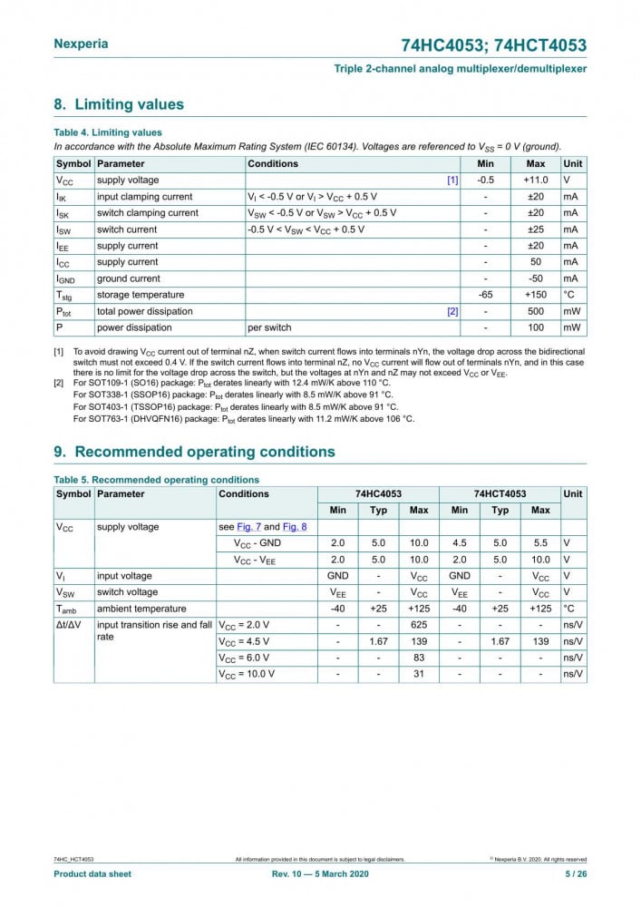 74HC4053 datasheet page 5