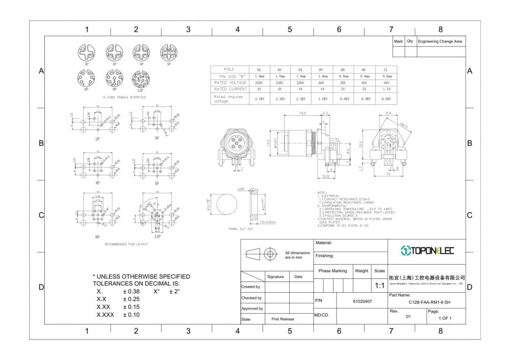 C12B-FAA-RM1-8-SH engineering drawing