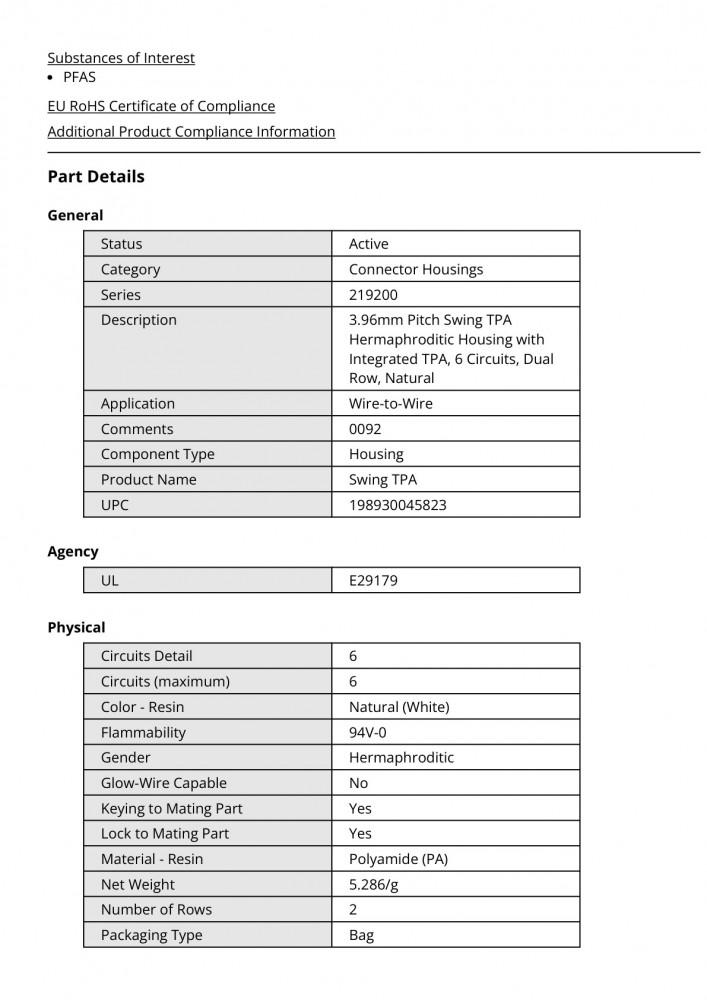 MOLEX 2192000600 product documentation image 2