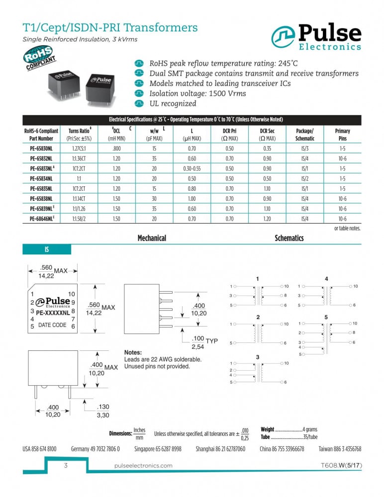 PULSE transformer datasheet page 3