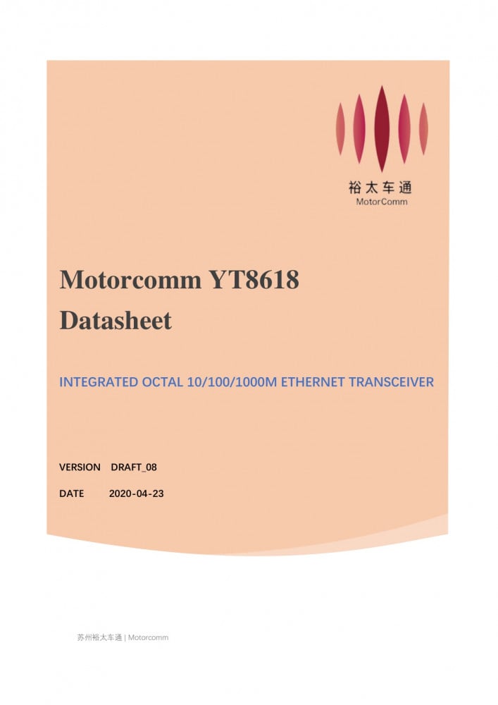 YT8618H datasheet page 1