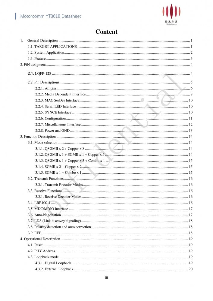 YT8618H datasheet page 4