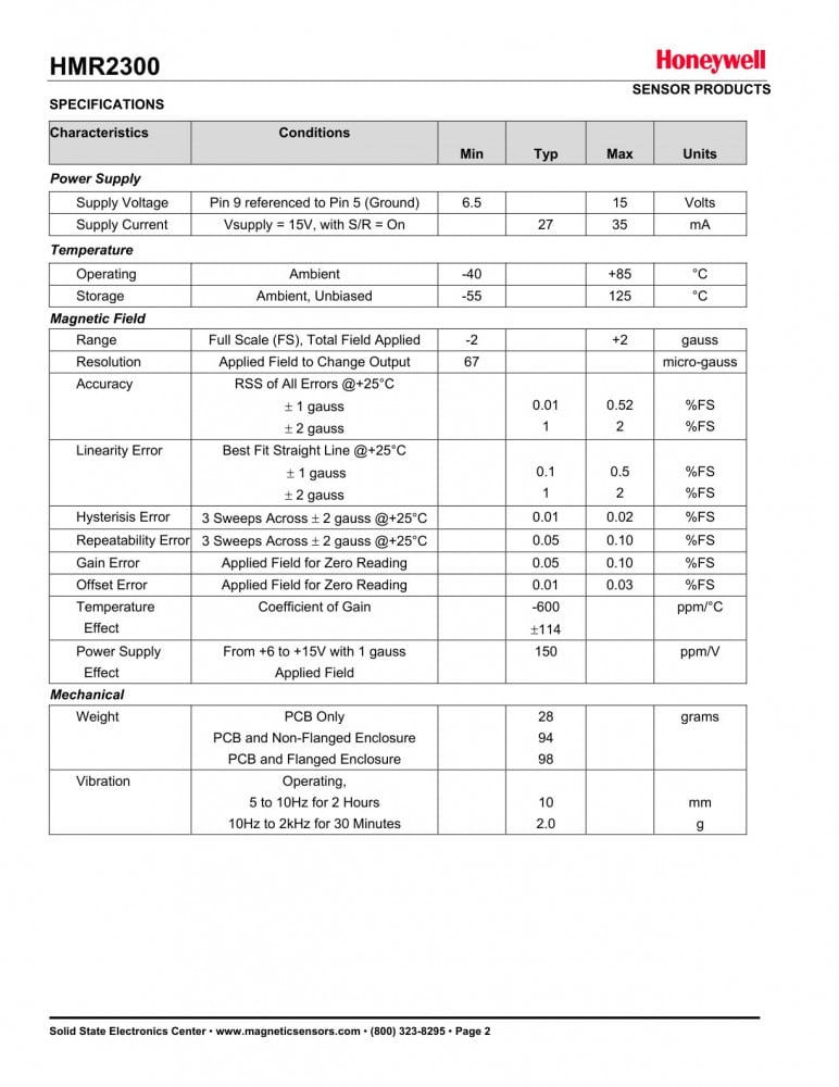 HMR2300-D21-232-DEMO technical document page 2