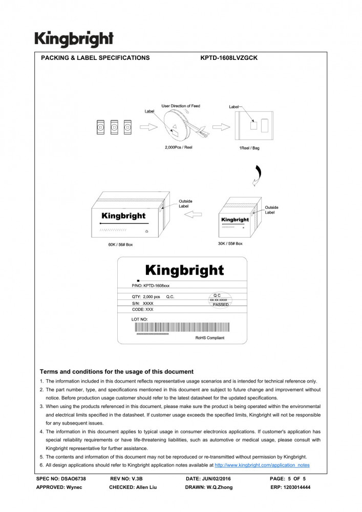 KPTD-1608LVZGCK datasheet page 5