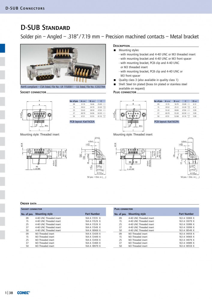 CONEC D-Sub standard product documentation page 1