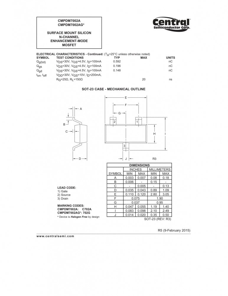 CMPDM7002AG datasheet page 2