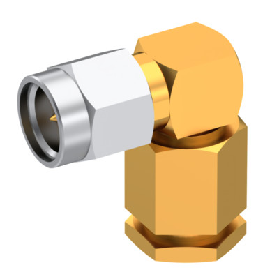 SMA / RIGHT ANGLE PLUG MALE CLAMP TYPE FOR 2.6/50 D CABLE GOLD CAPTIVE CONTACT for sale