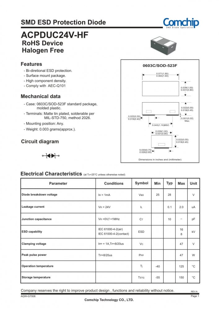 ACPDUC24V-HF datasheet page 1