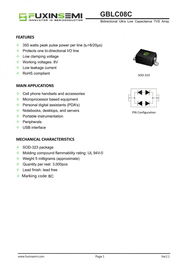 GBLC08C datasheet page 1