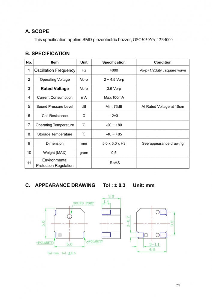 GSC5030YA-12R4000 specification page 2