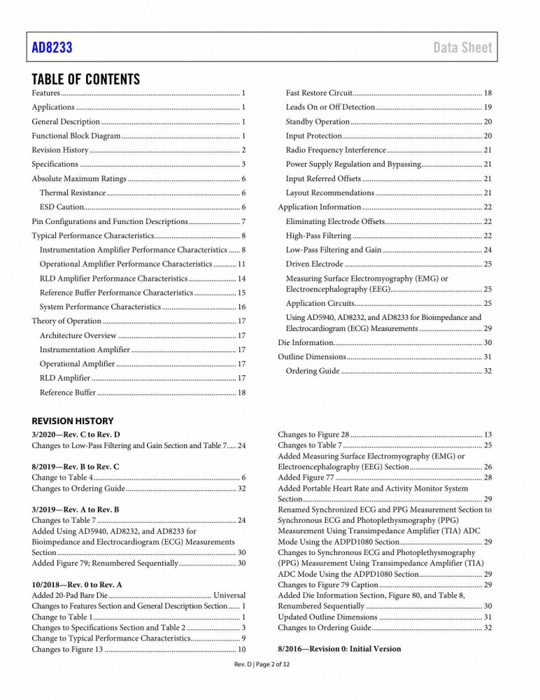AD8233 datasheet page 2