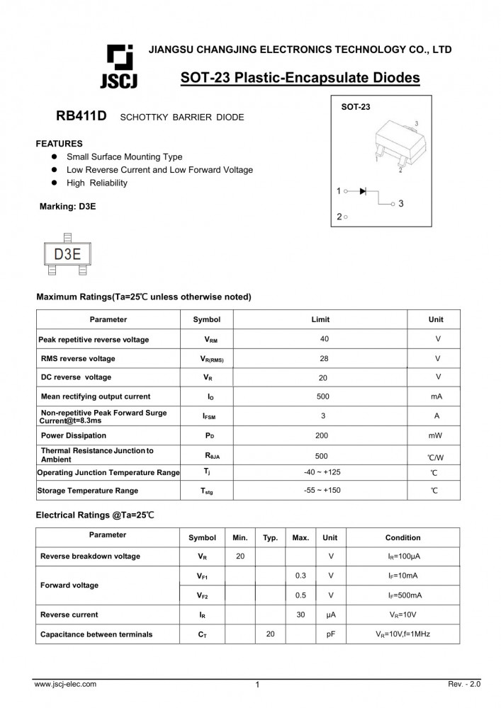 RB411D datasheet page 1