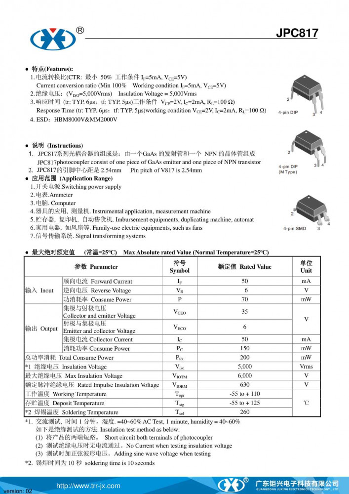 JPC817 datasheet page 1