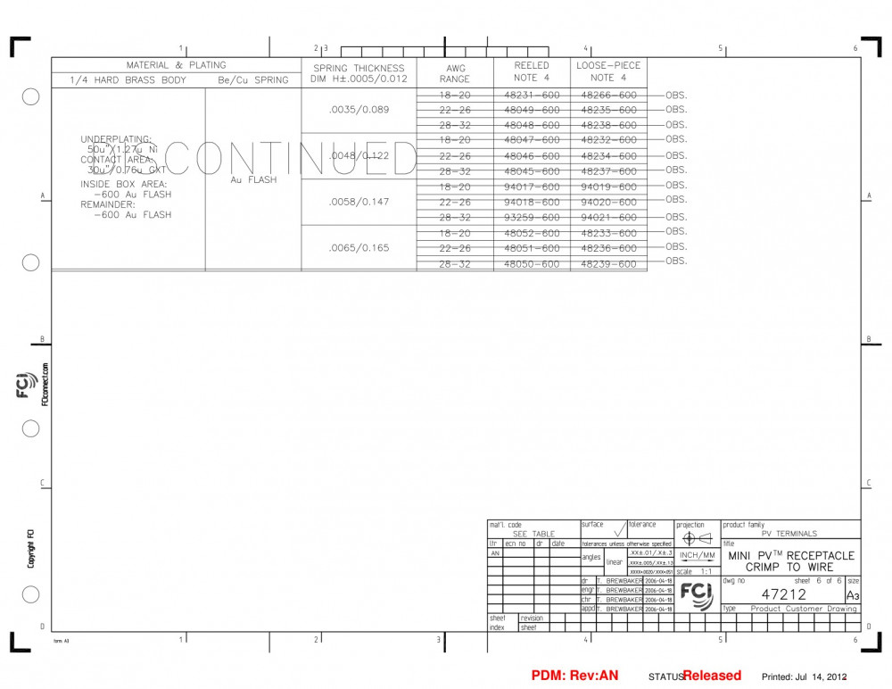 Amphenol contact selection table page 6