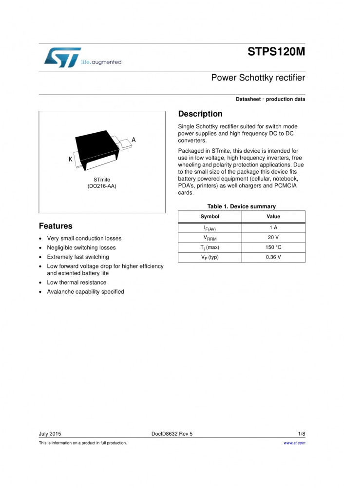 STPS120M datasheet page 1