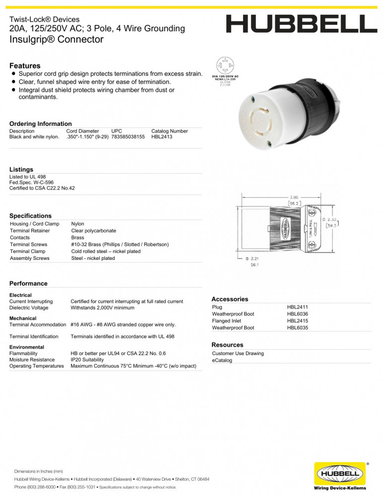 HBL2413 product documentation image