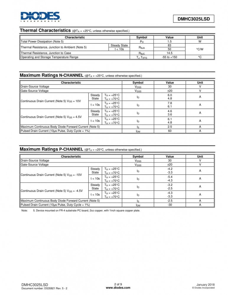 DMHC3025LSD-13 datasheet page 2