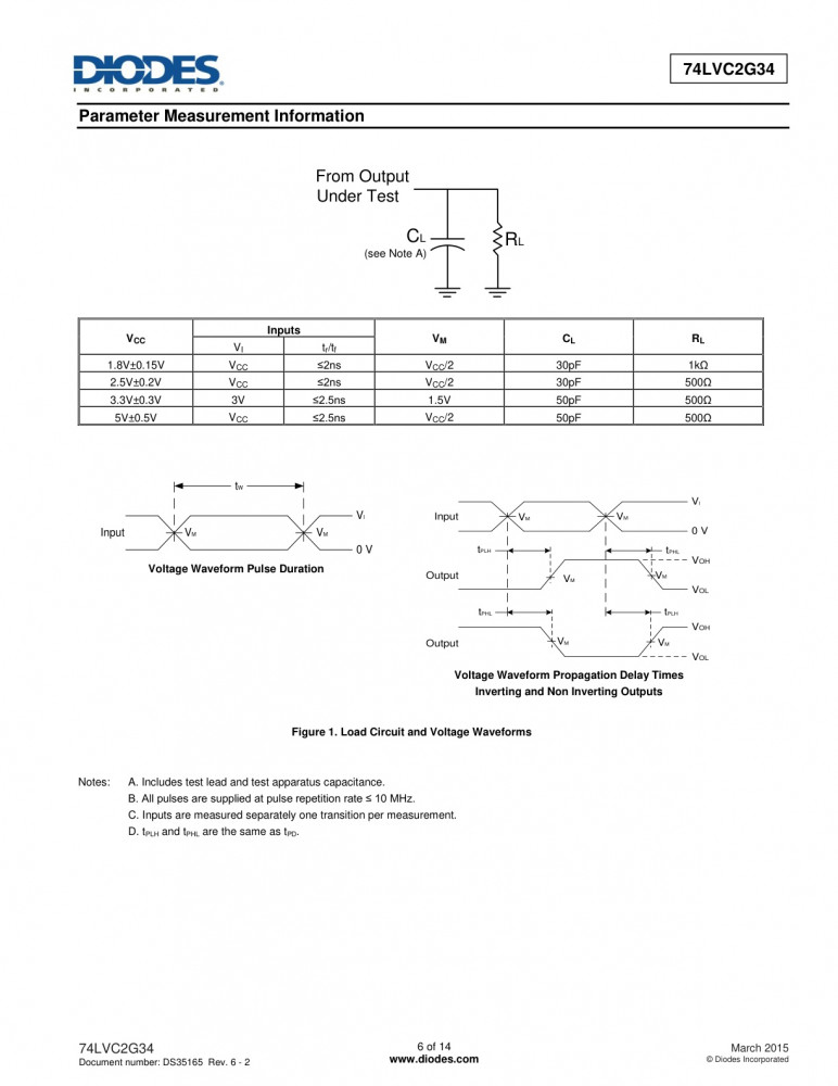 74LVC2G34W6-7 datasheet page 6