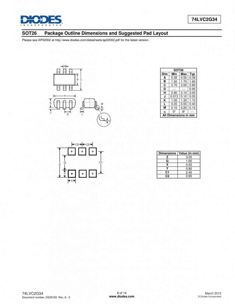 74LVC2G34W6-7 datasheet page 8