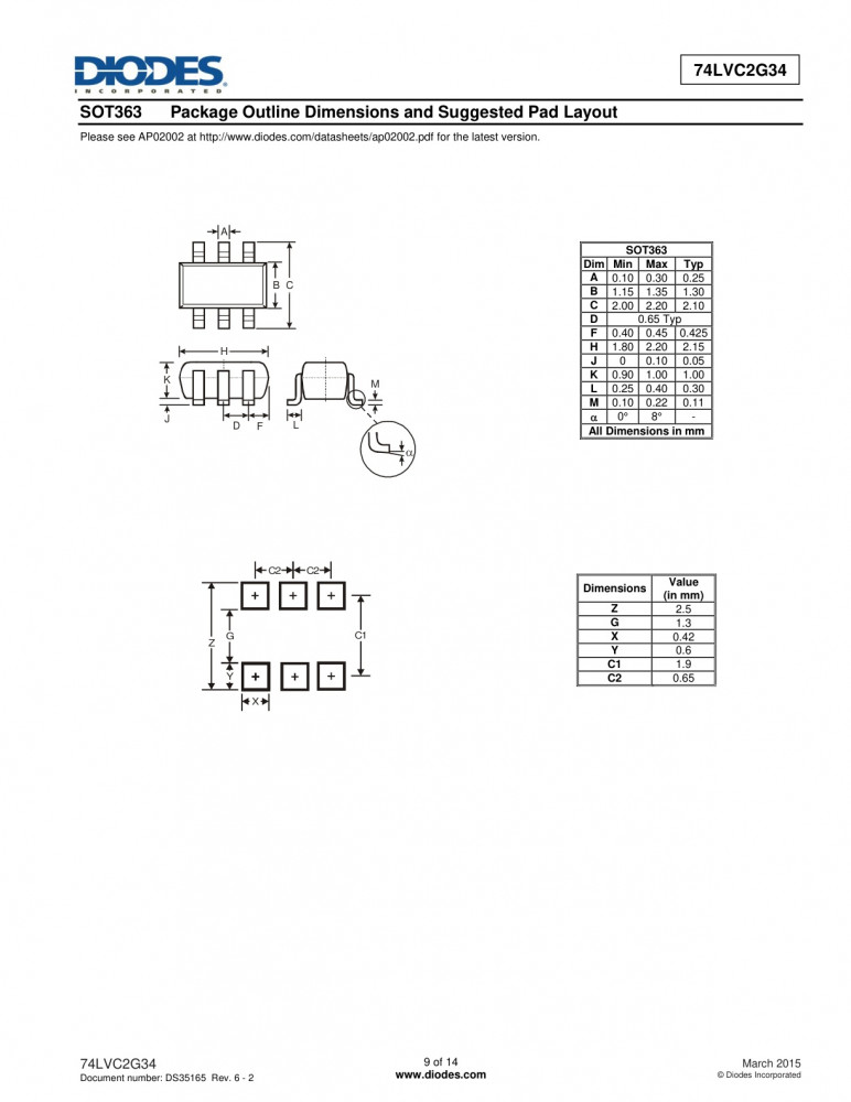74LVC2G34W6-7 datasheet page 9